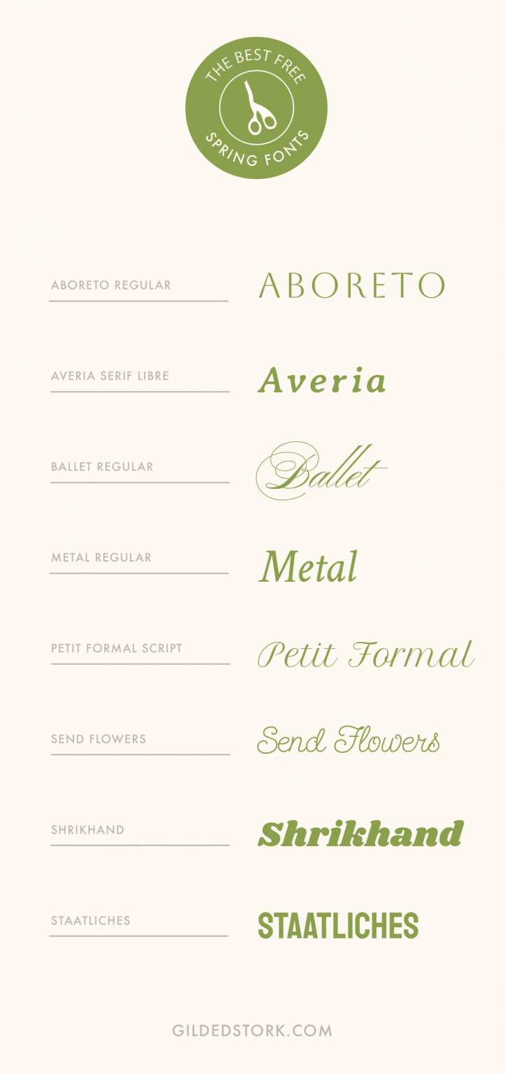 Best Free Springtime Fonts - Gilded Stork