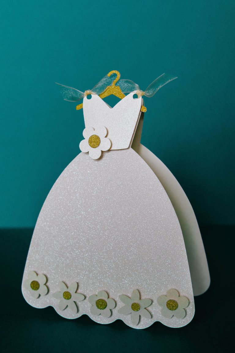 Cricut Wedding Dress Card - Free SVG Design - Gilded Stork